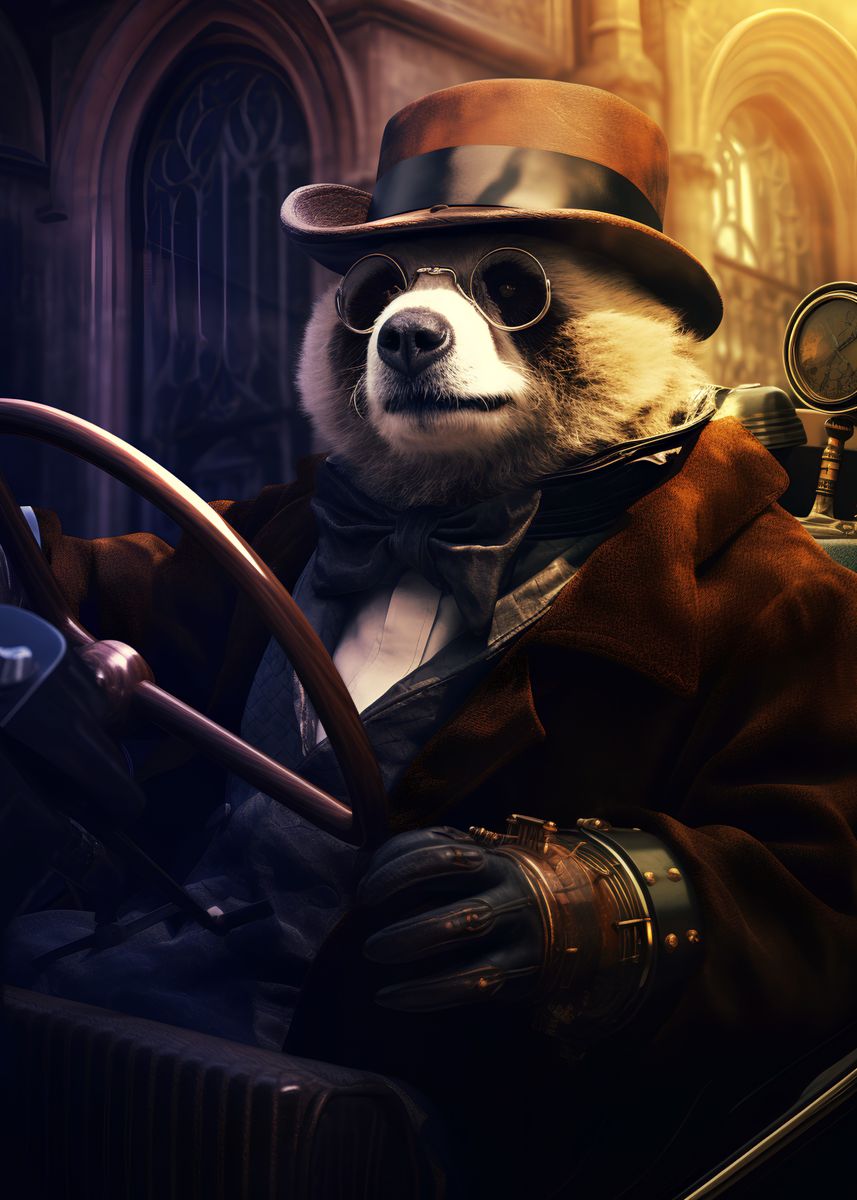 'Funny Panda drive a car' Poster, picture, metal print, paint by Esbiyu ...