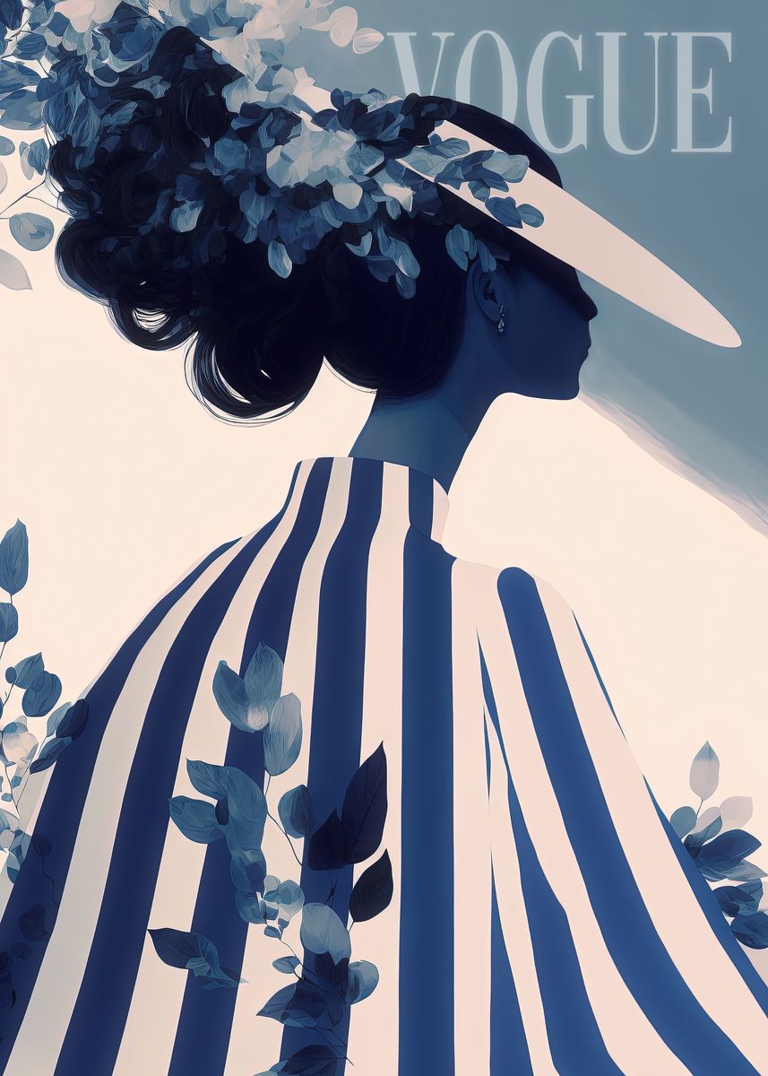 'Vogue Lady in Blue' Poster by Camille Rosetta Lab | Displate