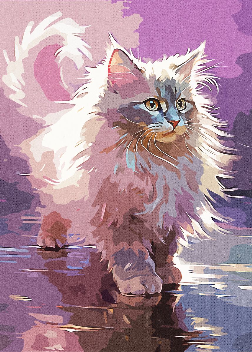 'Painting Vintage Cat' Poster, picture, metal print, paint by Fachrul ...