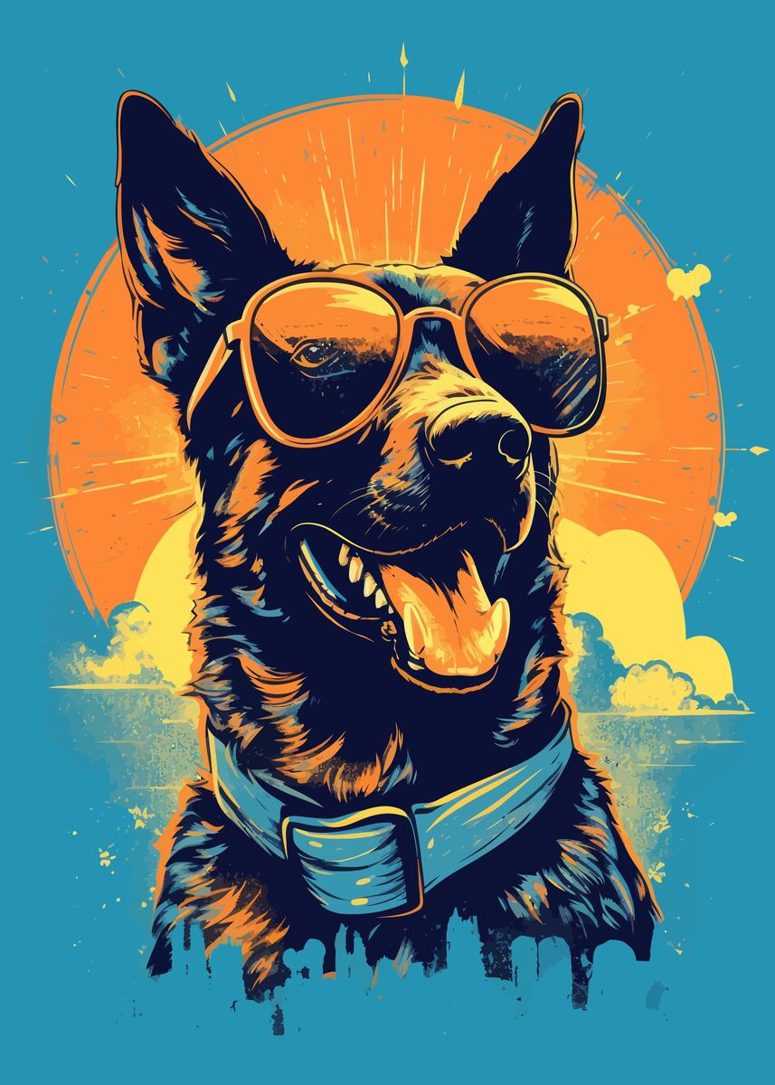 'Animal Funky Dog' Poster, picture, metal print, paint by Evani Cholson ...
