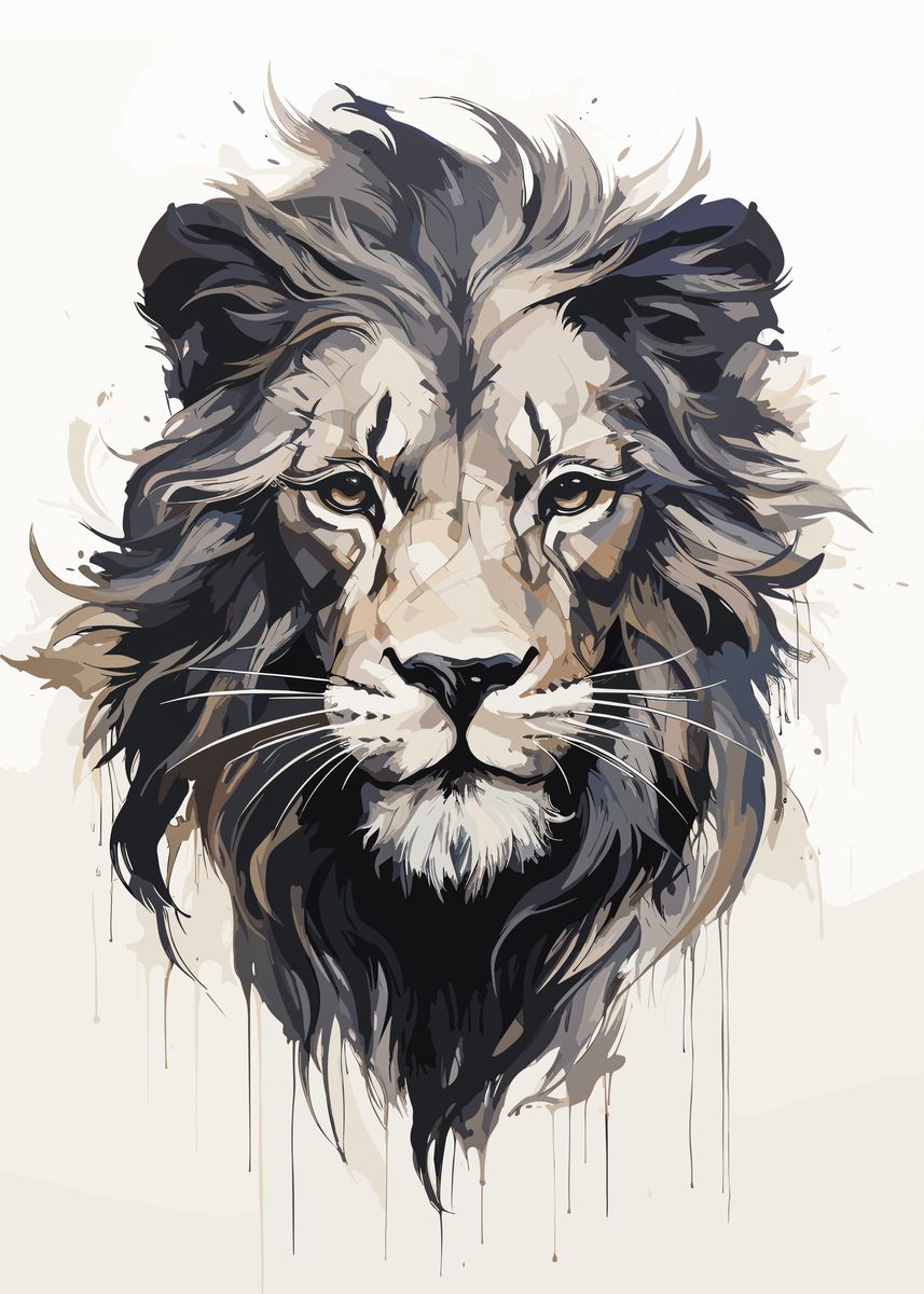 'Lion Wildlife Painting' Poster by Lamaan Aesthetic | Displate