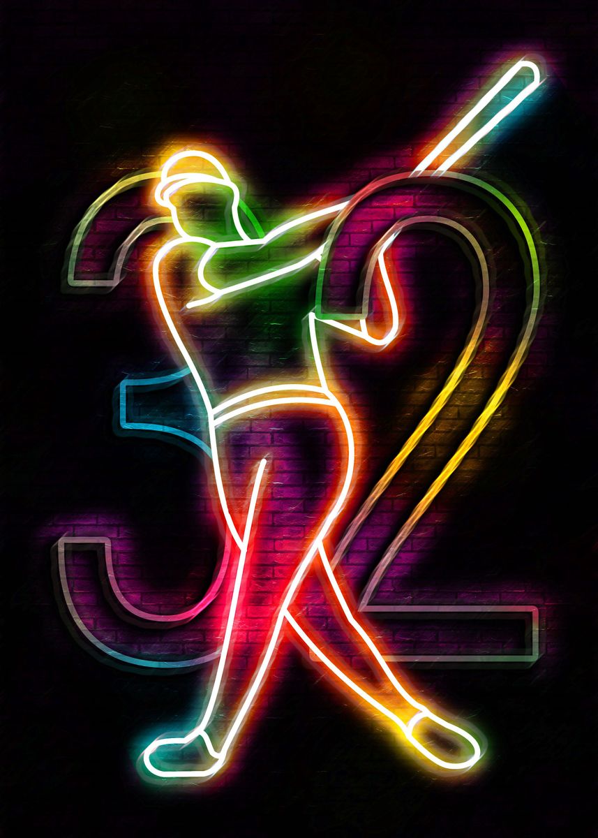 'baseball 32' Poster, picture, metal print, paint by Izmo Scribbles ...