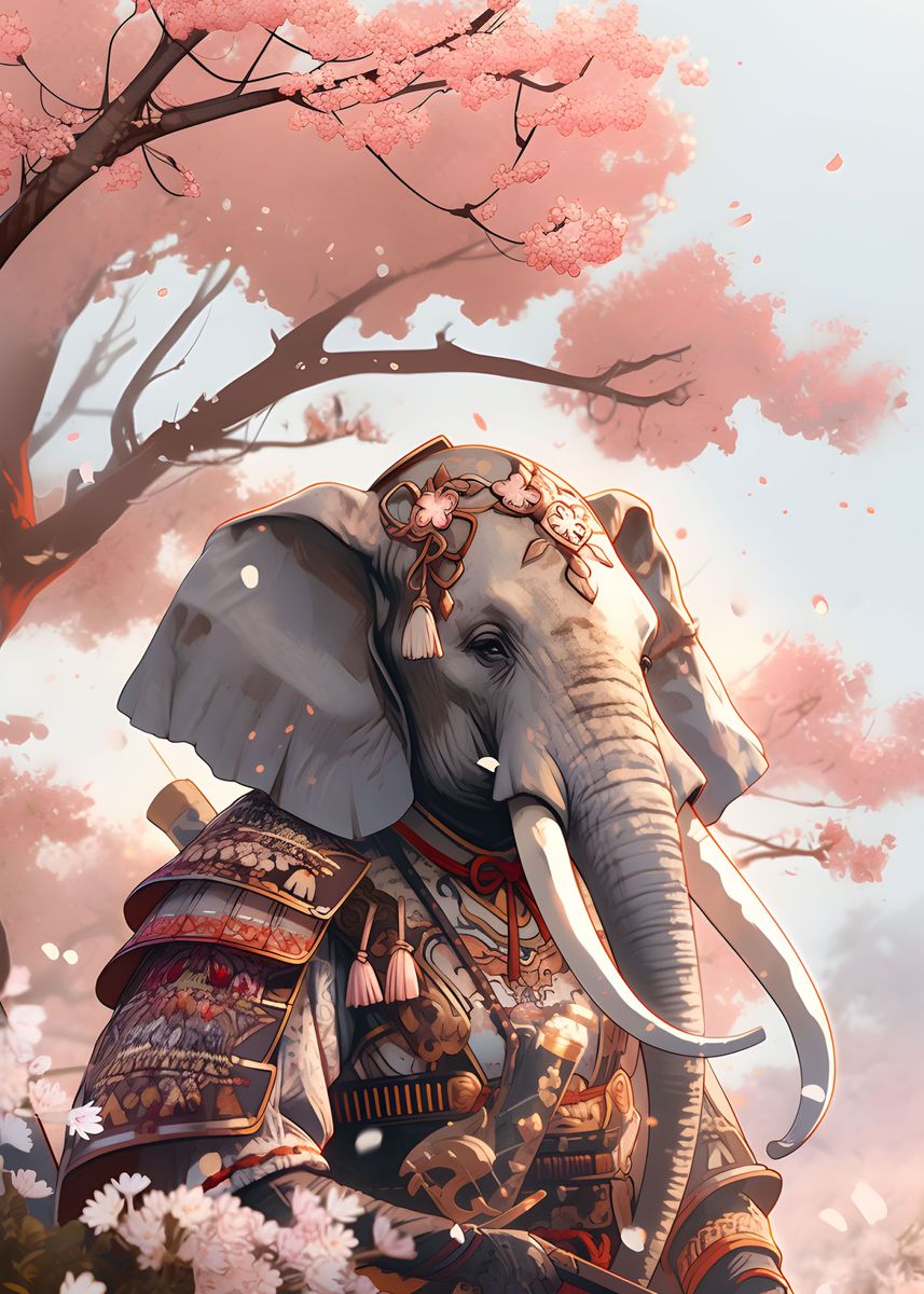 'Elephant Samurai' Poster, picture, metal print, paint by Mingosroom ...