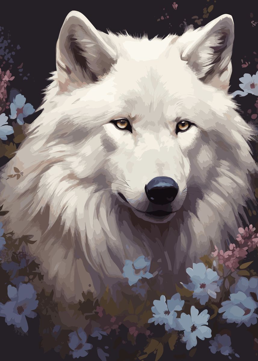 'White Wolf' Poster, picture, metal print, paint by Mahi Gardner | Displate