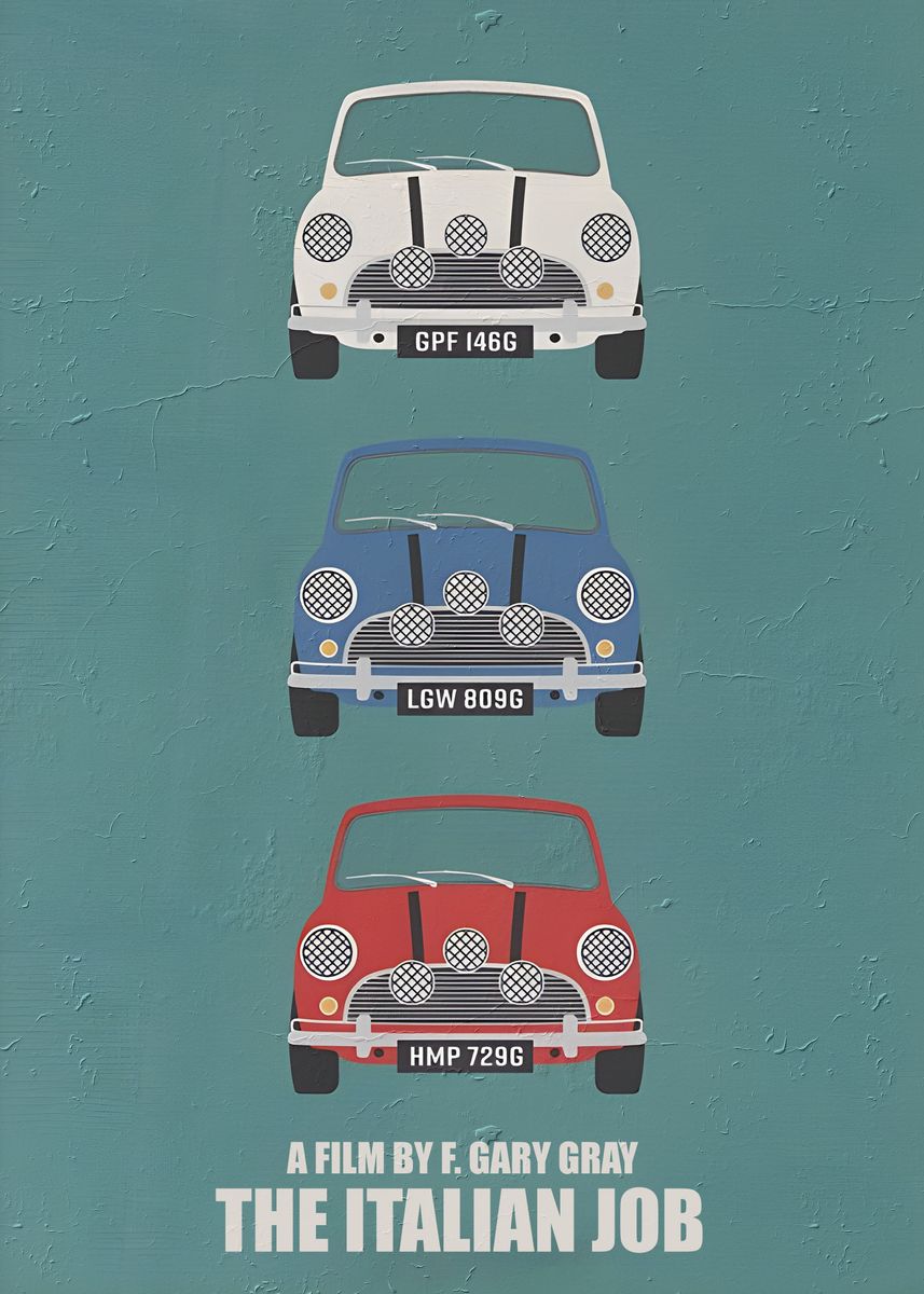 'Italian Job Minimalist ' Poster, picture, metal print, paint by Louise ...
