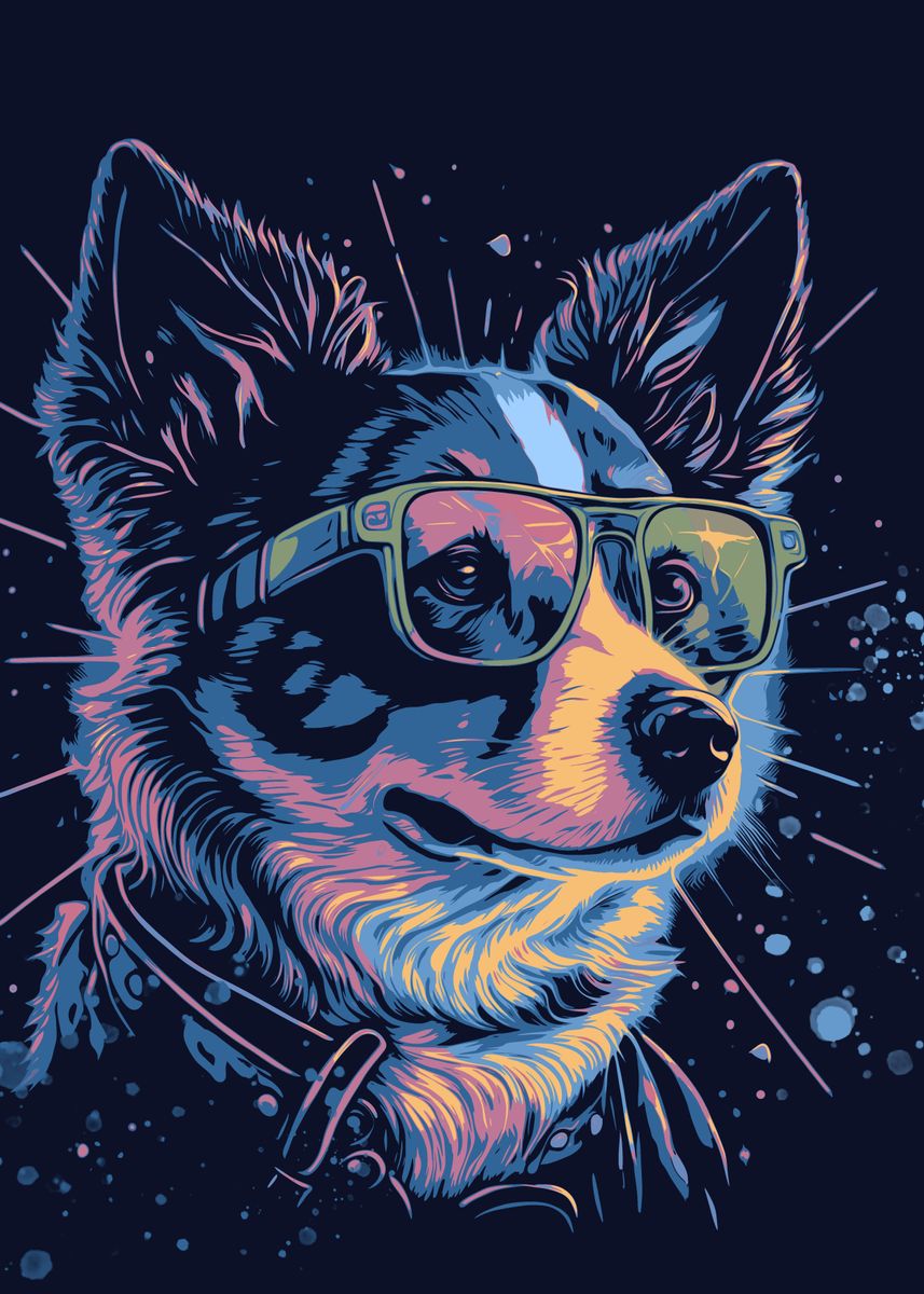 'Cool Dog' Poster, picture, metal print, paint by Kamelyon | Displate