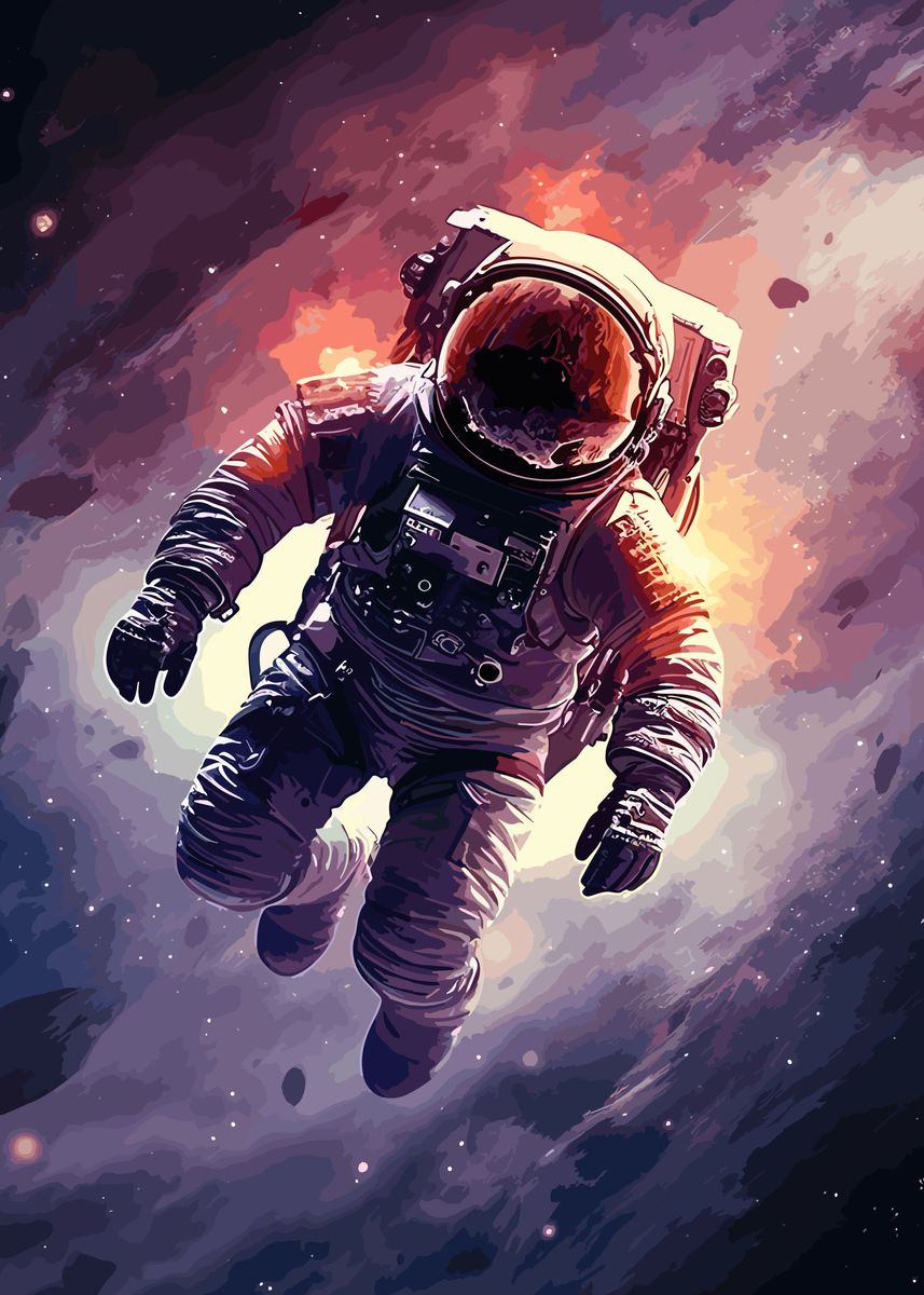 'Astronaut Floating Space' Poster by Peter Parker | Displate