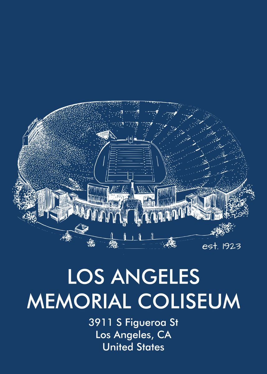 'LOS ANGELES COLISEUM ' Poster, picture, metal print, paint by Atomic ...