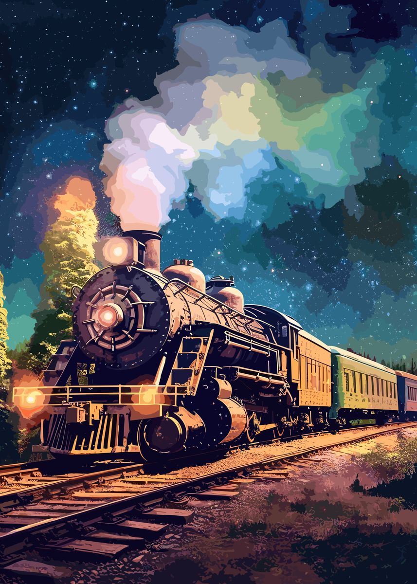 'Steam Locomotive' Poster, picture, metal print, paint by Esther Knapp ...