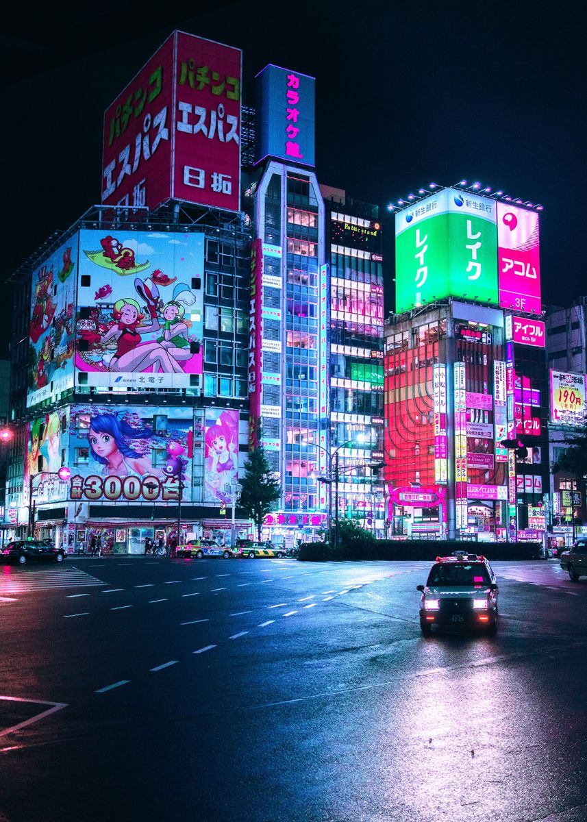 'Anime Neon Tokyo Fusion' Poster, picture, metal print, paint by Steve ...