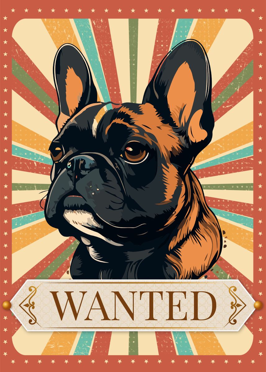 'Wanted Dog Retro Vintage' Poster, picture, metal print, paint by Tovu ...