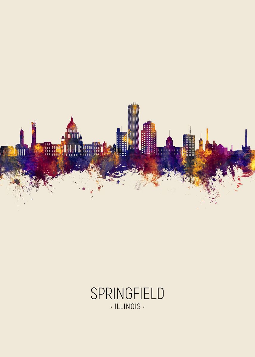 'Springfield IL Skyline' Poster, picture, metal print, paint by Michael ...