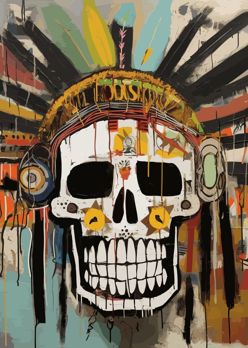 'Basquiat Style Skull' Poster, picture, metal print, paint by Ardyce ...