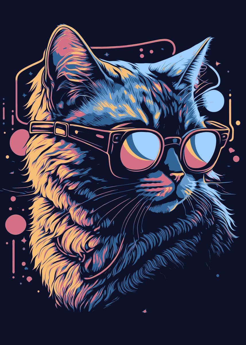 'Cool Cat' Poster, picture, metal print, paint by Kamelyon | Displate