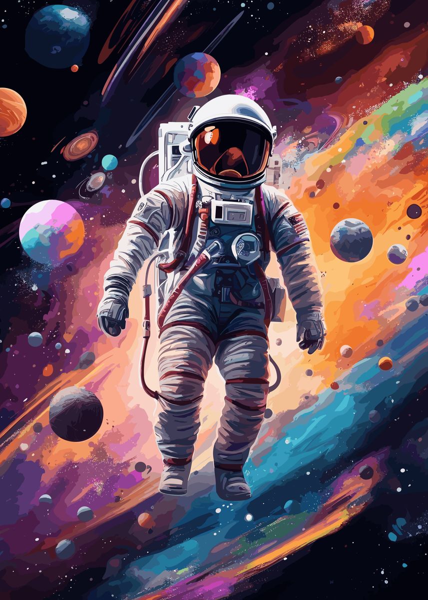 'Astronaut Floating Space' Poster, picture, metal print, paint by Peter ...