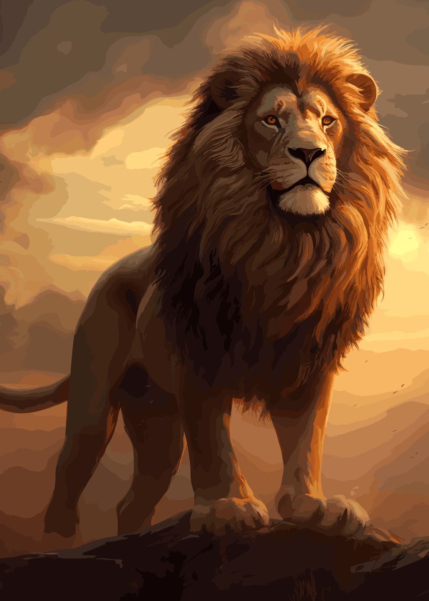 'Aggressive Angry Lion' Poster, picture, metal print, paint by Avleen ...