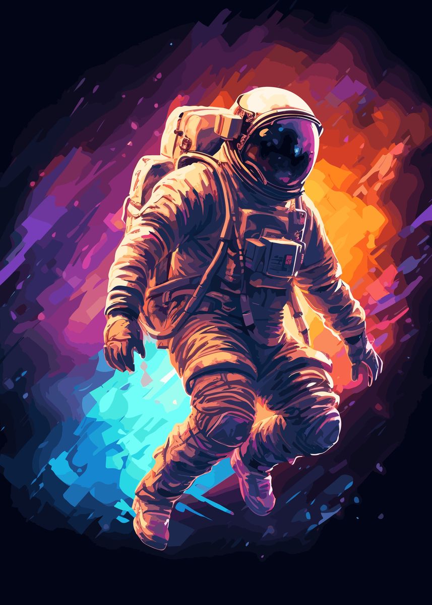 'Astronaut Floating Space' Poster, picture, metal print, paint by Peter ...