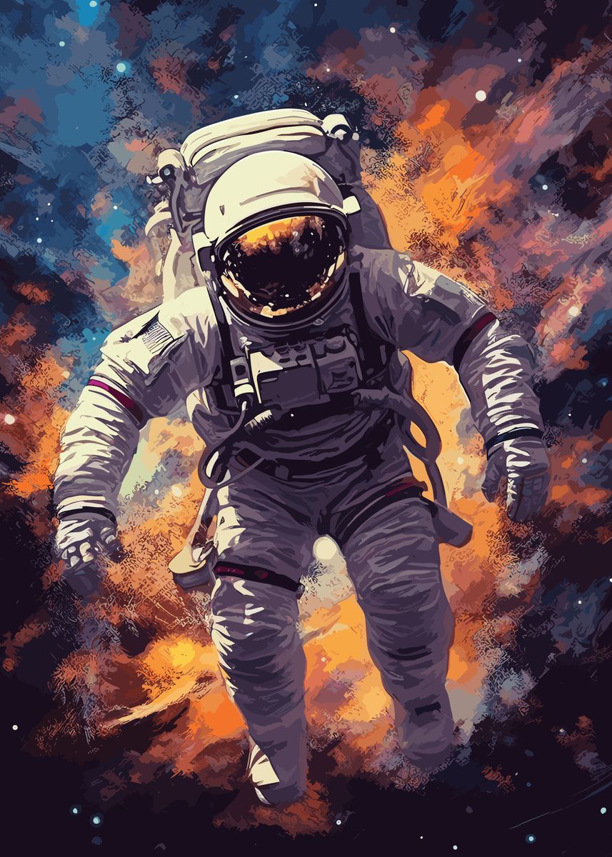 'Astronaut Floating Space' Poster, picture, metal print, paint by Peter ...