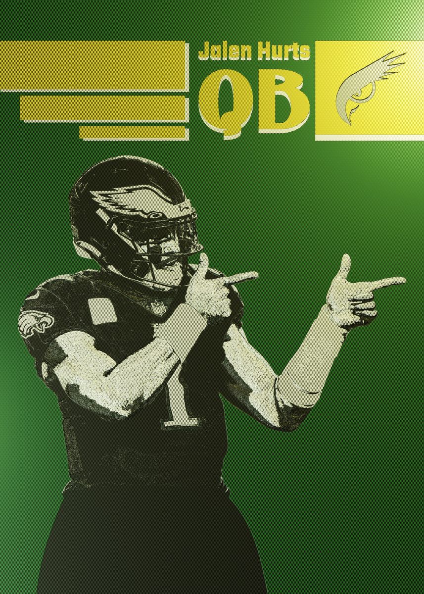 'QB Hurts' Poster, picture, metal print, paint by Lemos Freitas | Displate