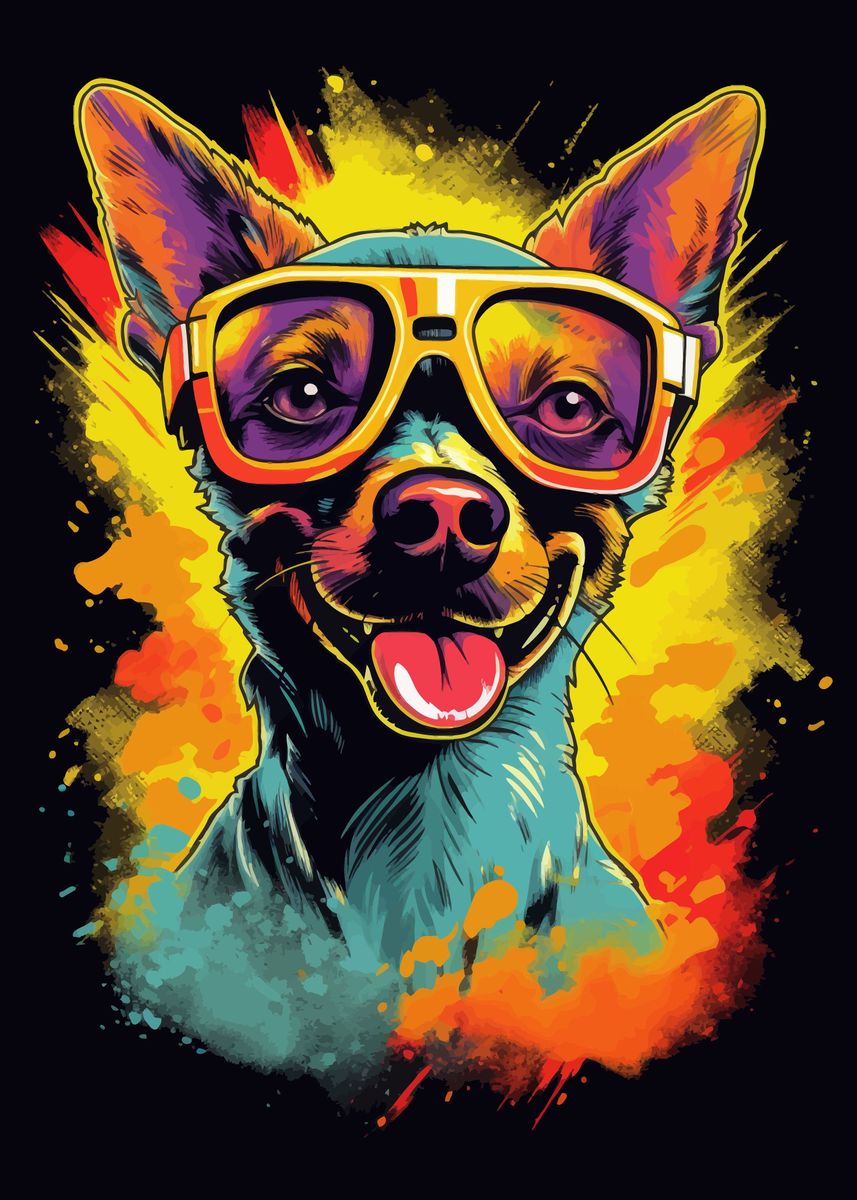 'Dog Animal Retro' Poster, picture, metal print, paint by Evani Cholson ...