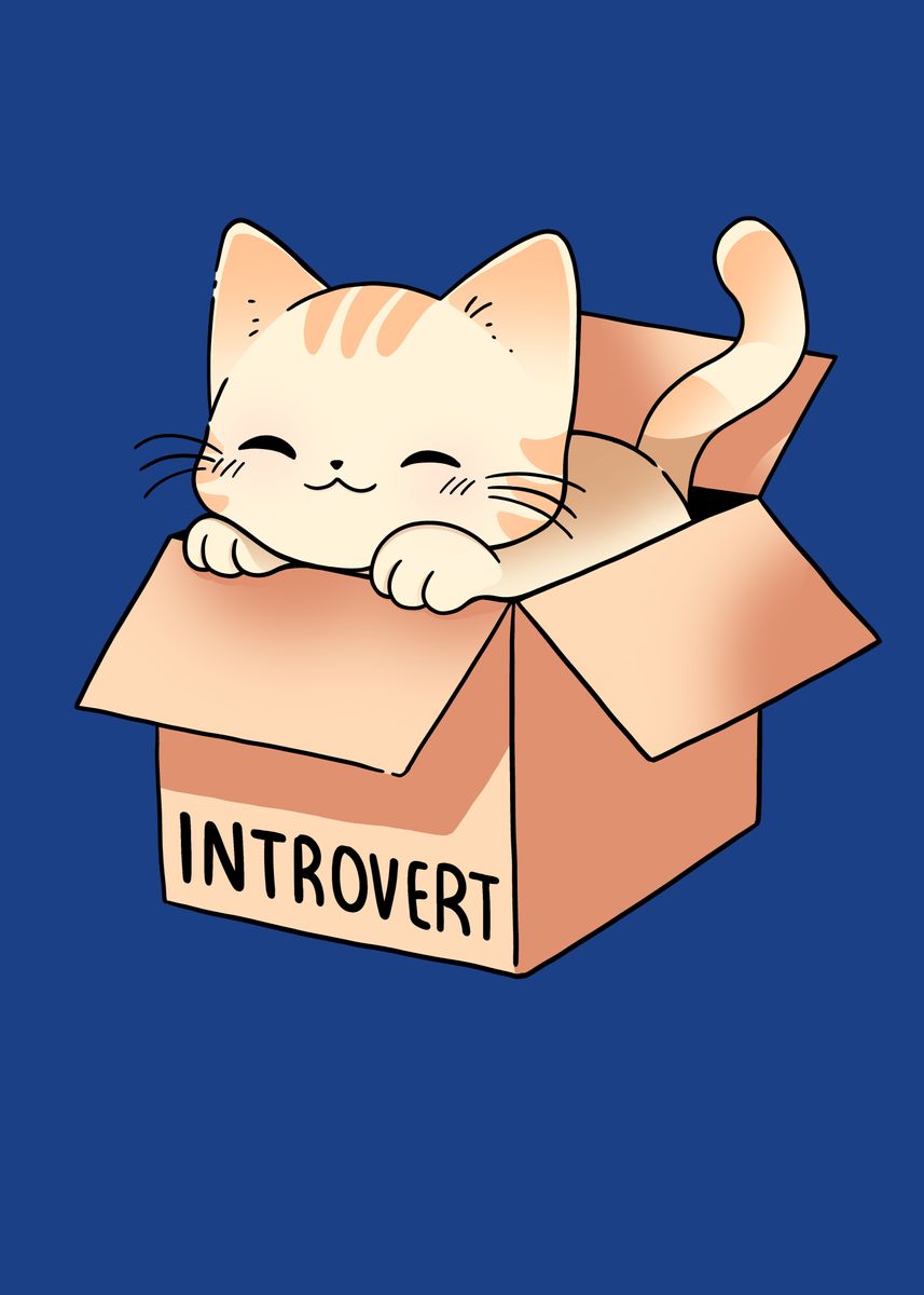 'Introvert cat' Poster, picture, metal print, paint by Fanfreak | Displate