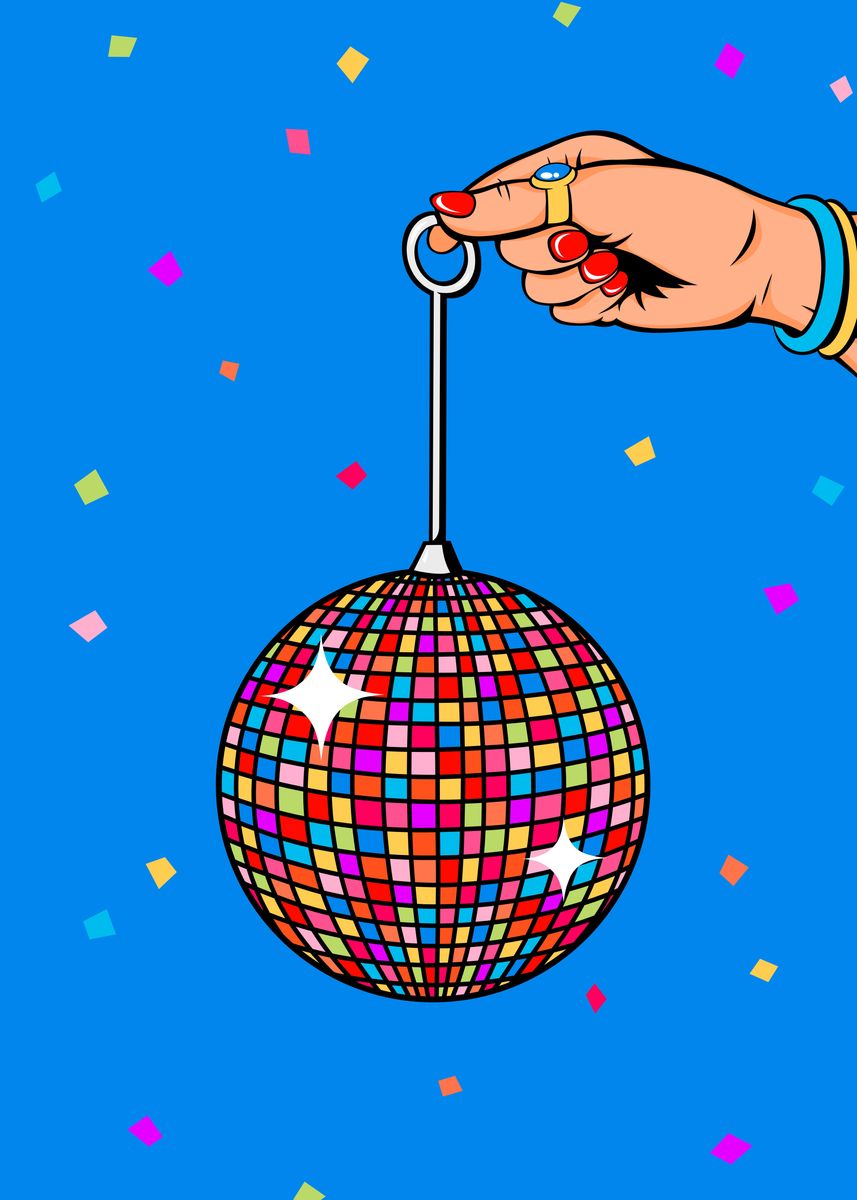 'Multicolored disco ball' Poster, picture, metal print, paint by Jenny ...