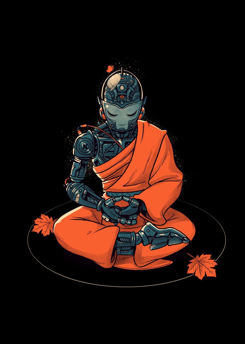 'Meditation Robot Monk' Poster, picture, metal print, paint by Tobias ...