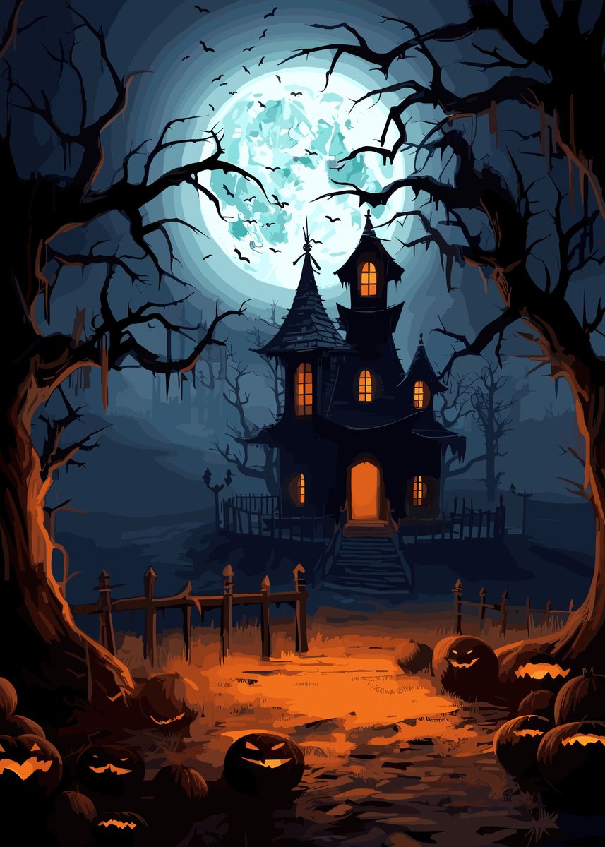 'Halloween Pumpkin Castle' Poster, picture, metal print, paint by Blake ...