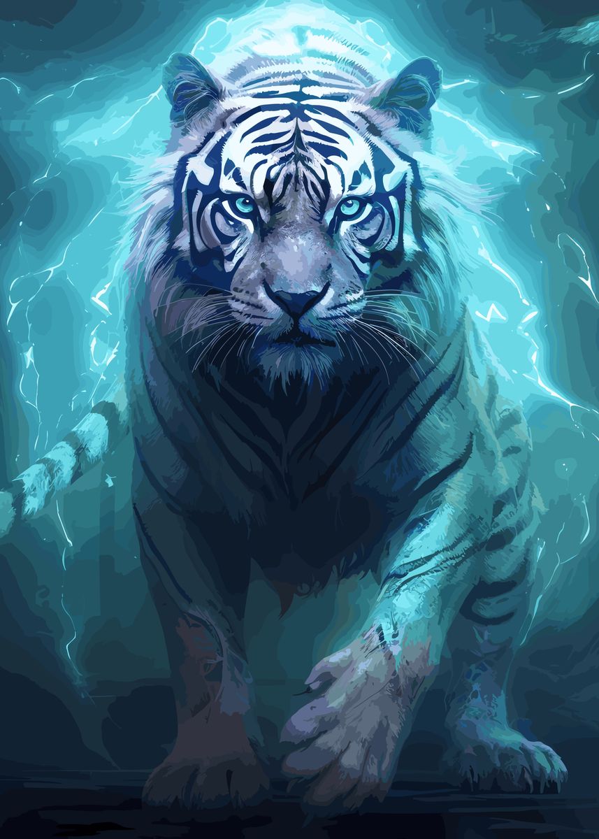 'Magic Tiger' Poster, picture, metal print, paint by SkyBlue | Displate