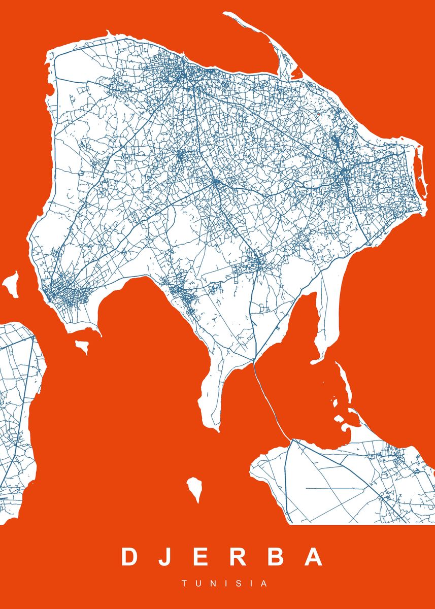 'MAP DJERBA TUNISIA' Poster, picture, metal print, paint by UrbanMaps ...