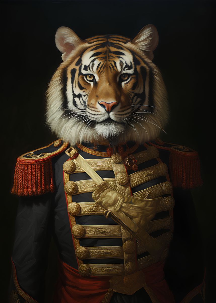 'Tiger animal Dressed king' Poster, picture, metal print, paint by ...