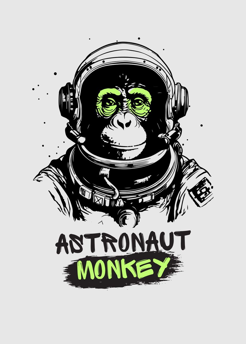 'monkey space' Poster, picture, metal print, paint by AL Store | Displate