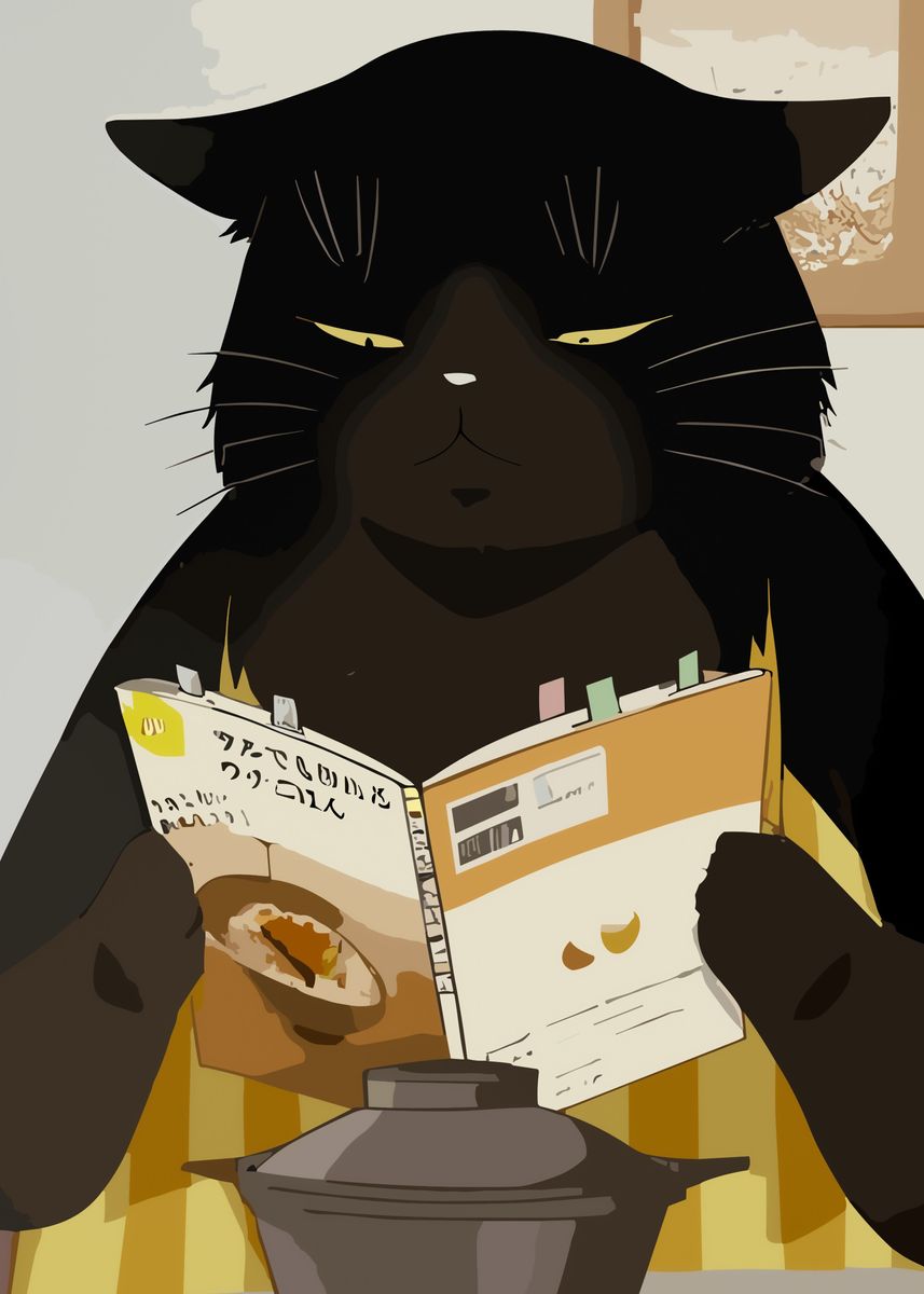 'Yukichi Cat ' Poster, picture, metal print, paint by fish laste | Displate