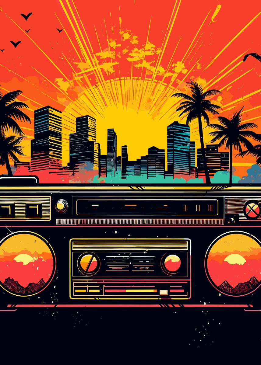 'Music Synthwave 80s' Poster, picture, metal print, paint by ...