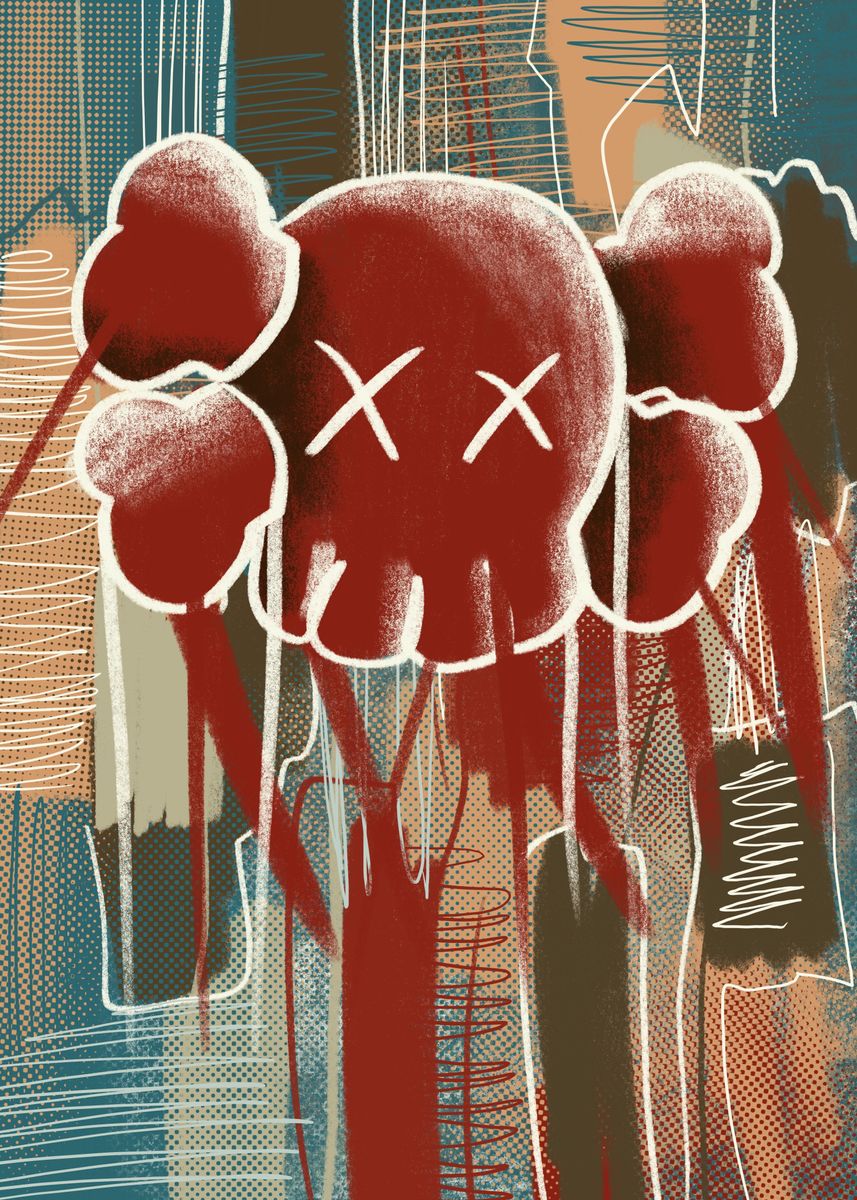 'Kaws Dolls unique abstract' Poster, picture, metal print, paint by ...