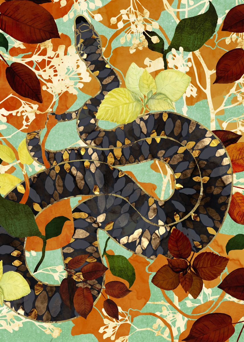 'Fall Serpent Garden' Poster, picture, metal print, paint by SpaceFrog ...