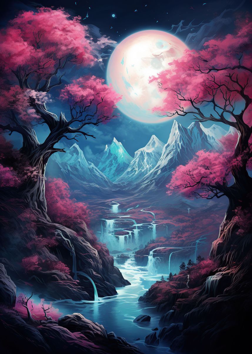 'Neon Cherry Blossom' Poster, picture, metal print, paint by Viva ...