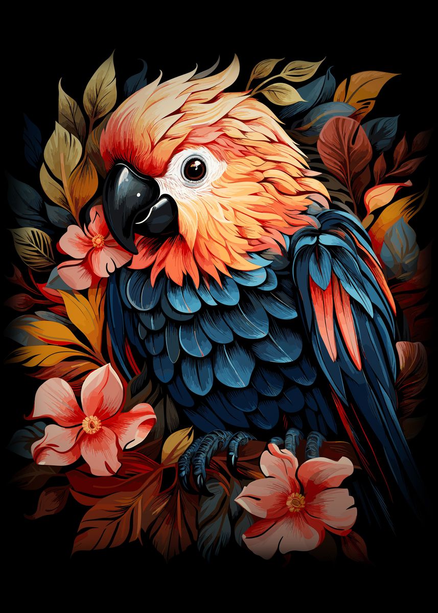 'Stylish Parrot Painting' Poster by Lamaan Aesthetic | Displate