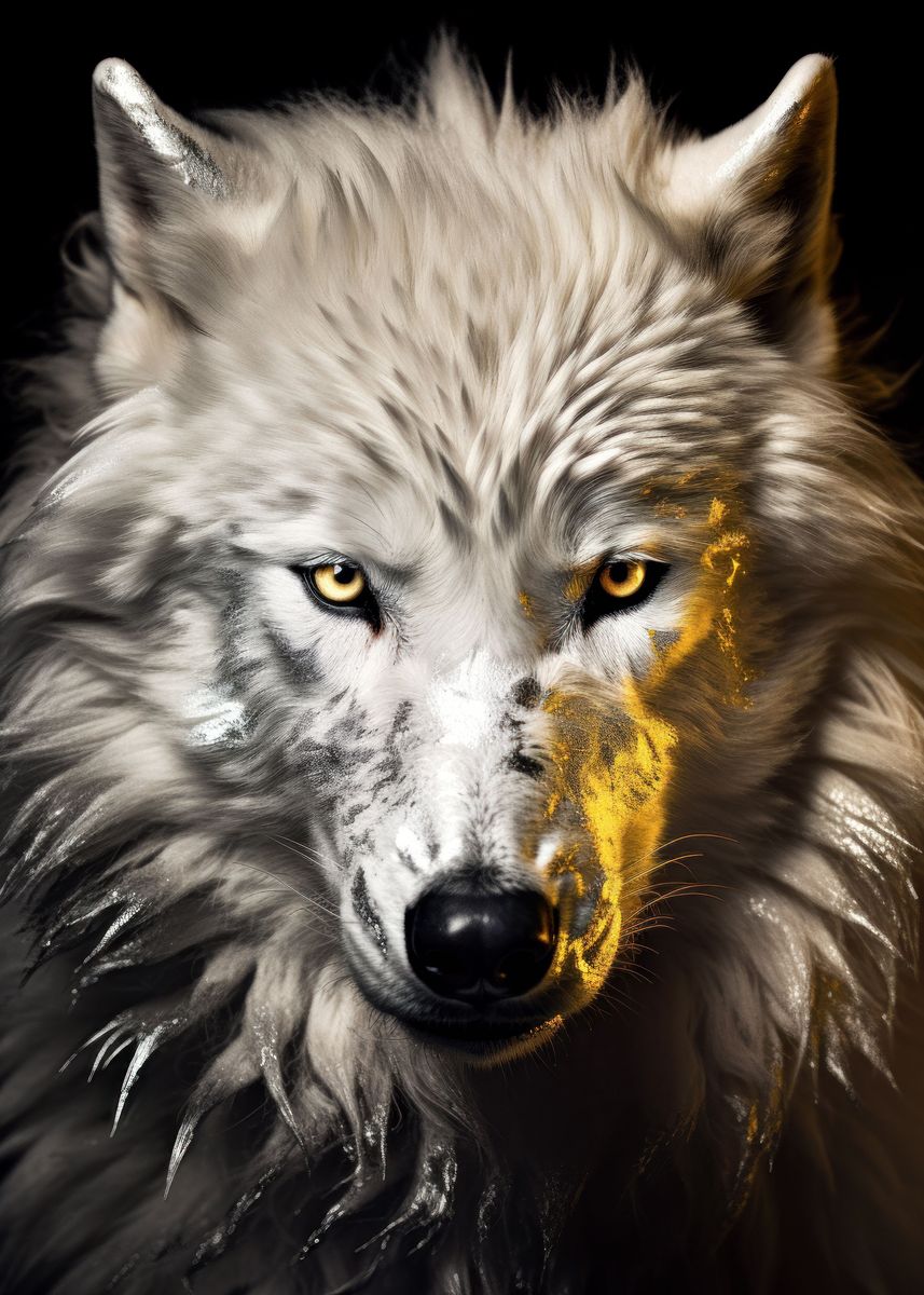 'white wold in gold' Poster, picture, metal print, paint by Adel S ...