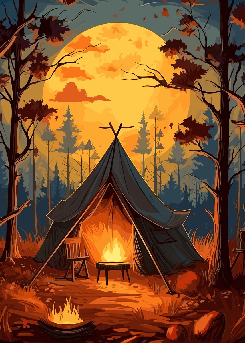 'Beautiful Camping Night' Poster, picture, metal print, paint by Ali ...