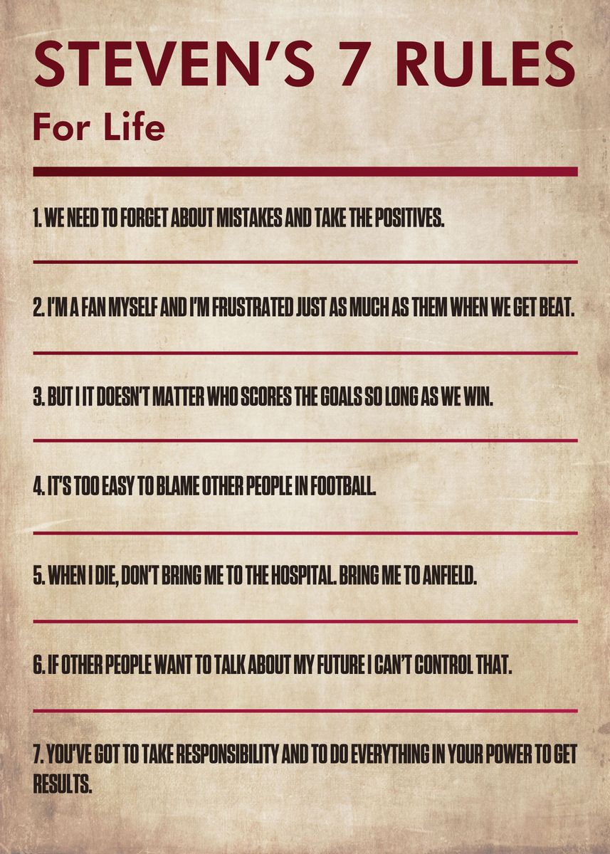 'Quotes Steven Gerrard' Poster, picture, metal print, paint by Nolan ...