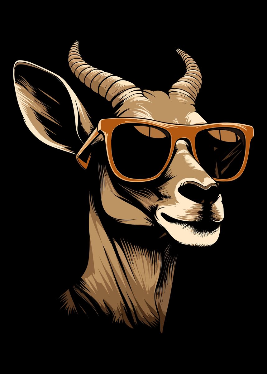 'Impala Cool Sunglasses' Poster, picture, metal print, paint by Ellie Queen | Displate