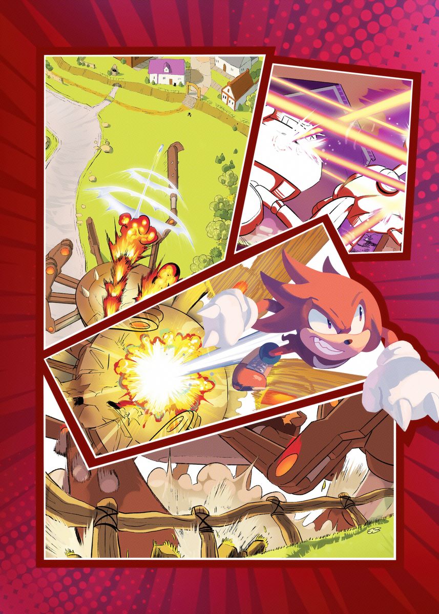 'Knuckles in Action' Poster, picture, metal print, paint by Sonic the ...