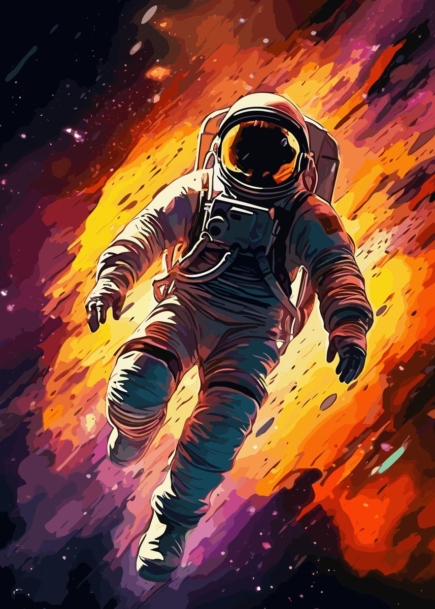 'Astronaut Floating Space' Poster, picture, metal print, paint by Peter ...