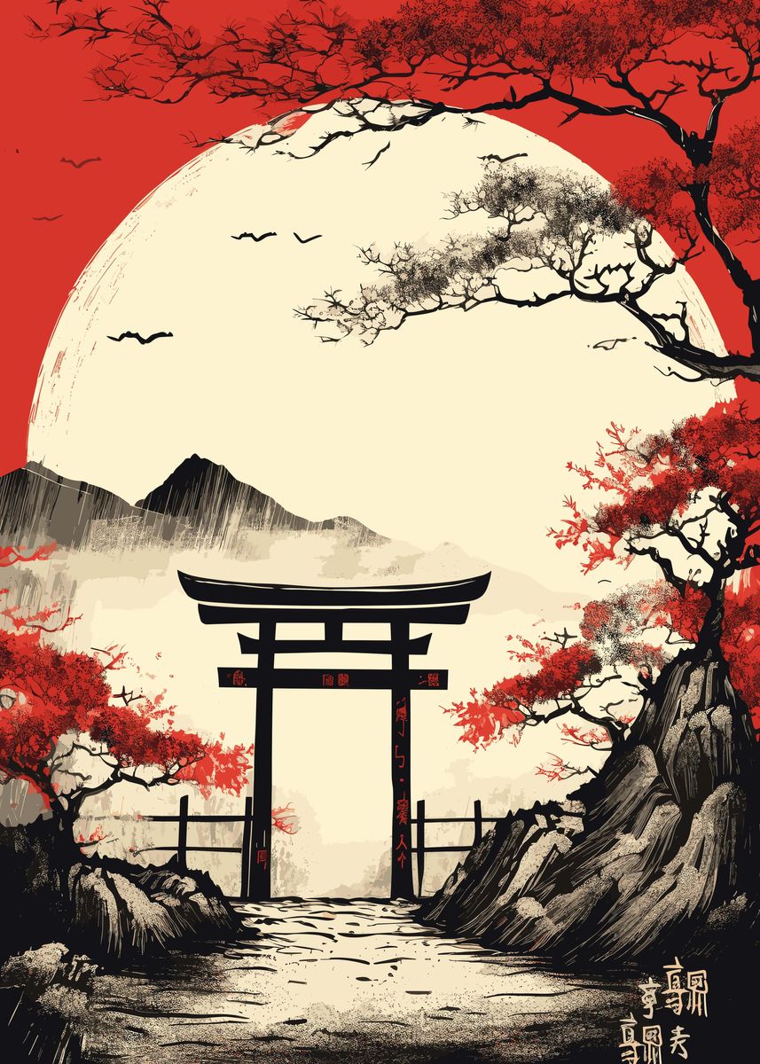 'Japanese Torigate' Poster, picture, metal print, paint by Richard ...
