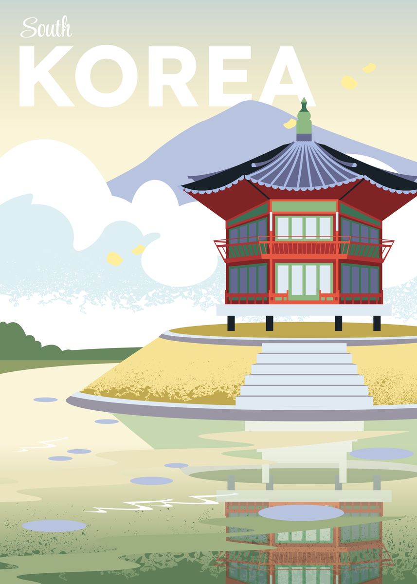 'South Korea' Poster, picture, metal print, paint by Javeline E | Displate