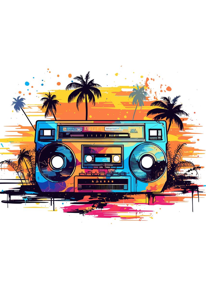 'Music Synthwave 80s' Poster, picture, metal print, paint by ...