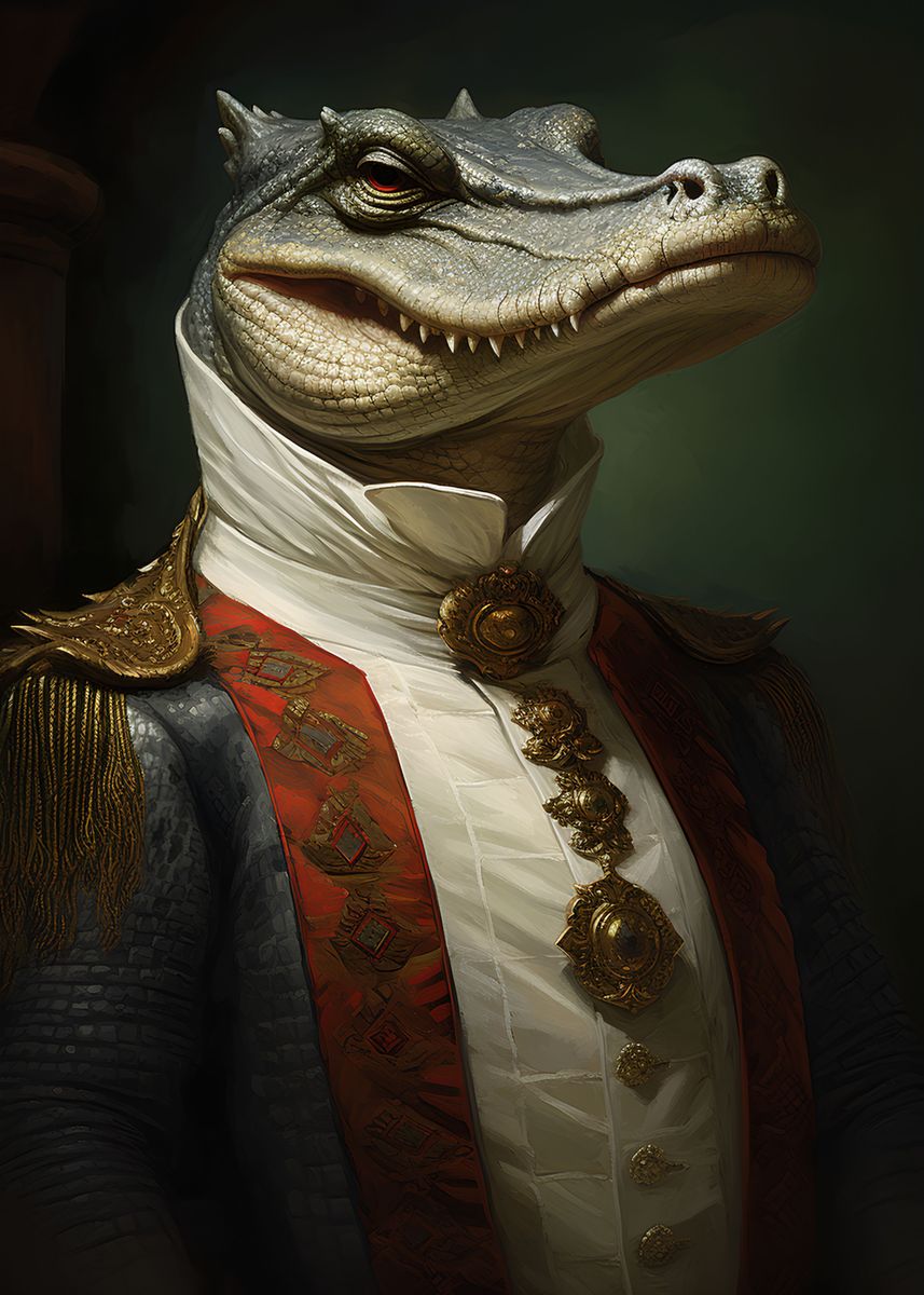 'Crocodile king animal' Poster, picture, metal print, paint by ...