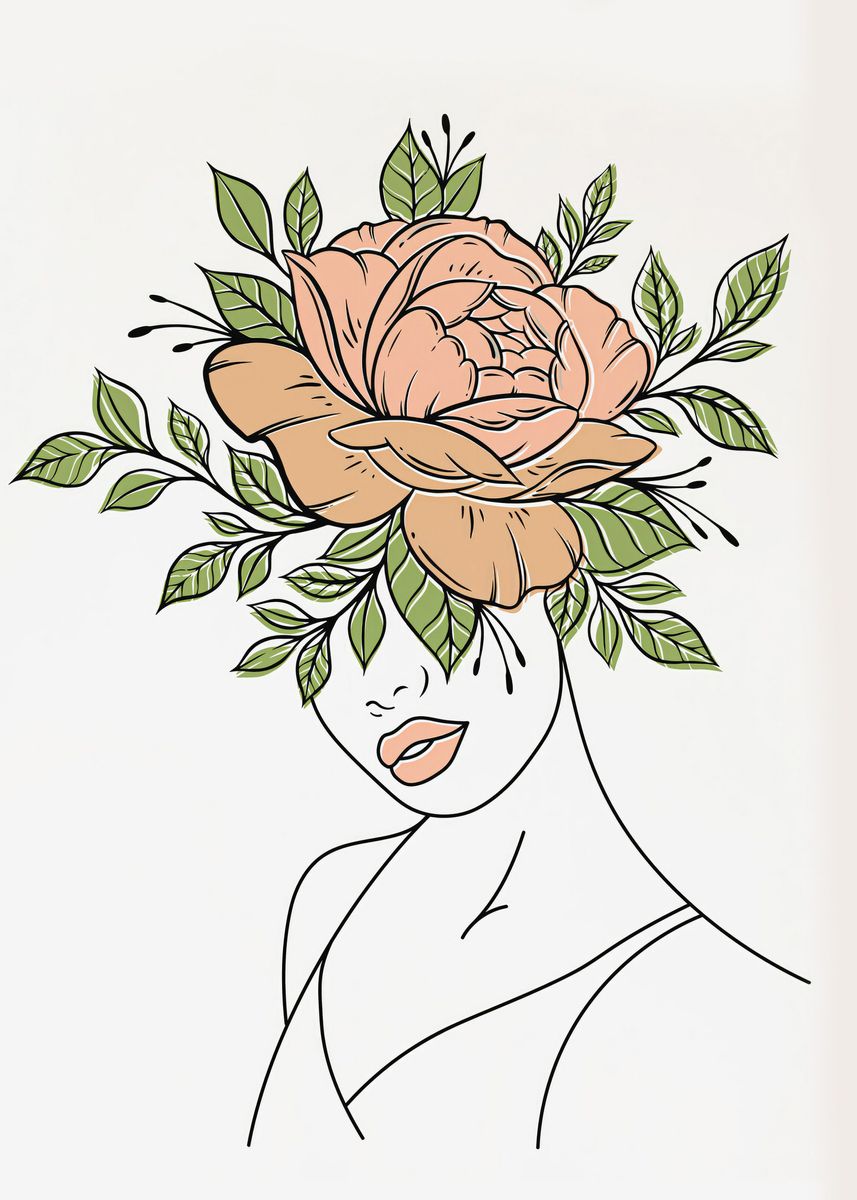 'Line Art Girl Art Print' Poster, picture, metal print, paint by ...