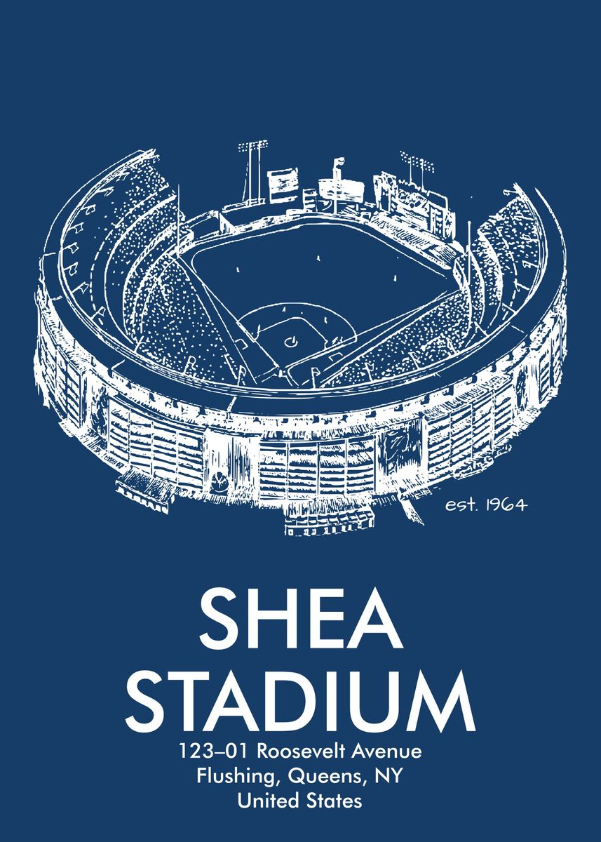 'SHEA STADIUM BLUEPRINT' Poster, picture, metal print, paint by Atomic ...